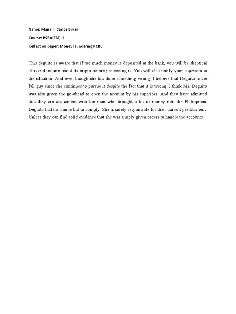 Banking Reflection | PDF