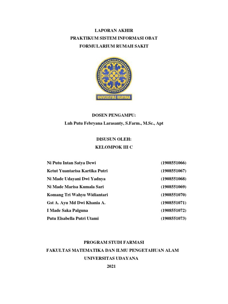Gol C - KLP III - Laporan Akhir Sistem Informasi Obat - Formularium ...