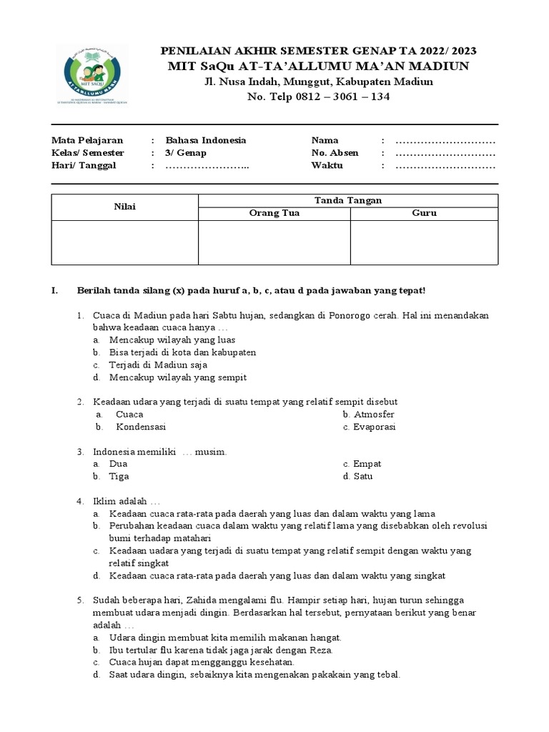 PAT B.IND K3 (Contoh) | PDF