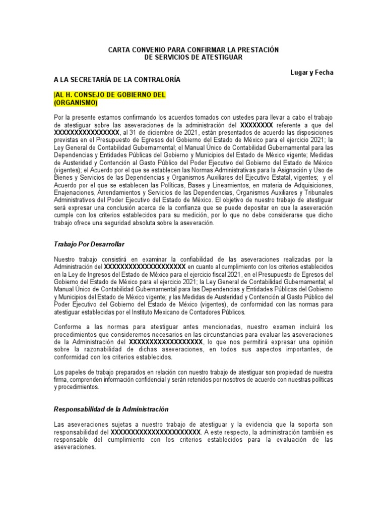Carta Convenio | PDF