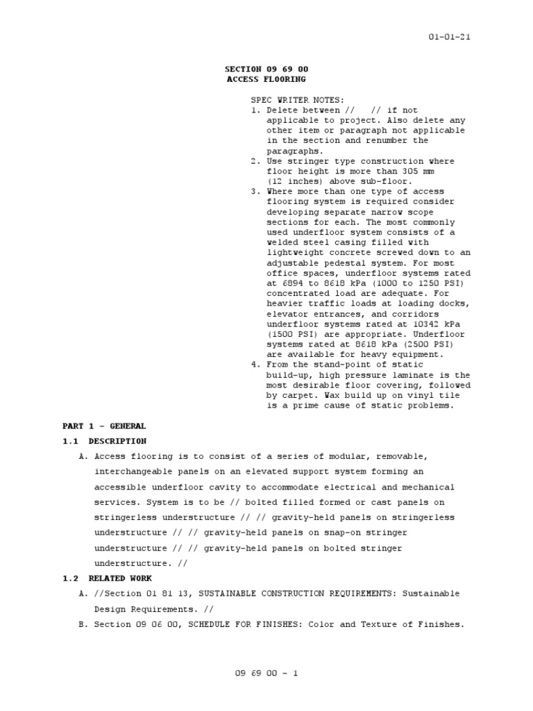 SECTION 09 69 00 Access Flooring | PDF | Computers | Technology & Engineering