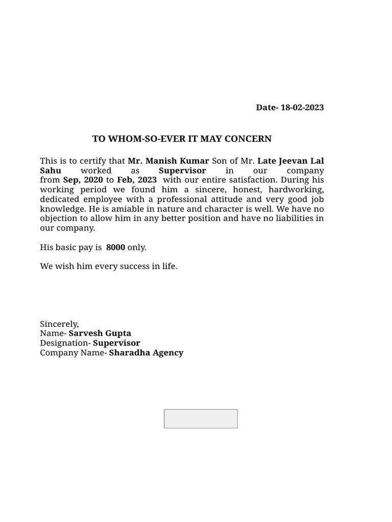 Experience Certificate PDF | PDF