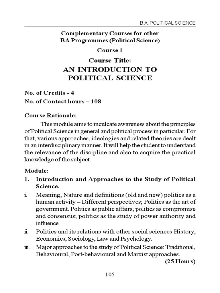 Introduction to Political Science Course | PDF