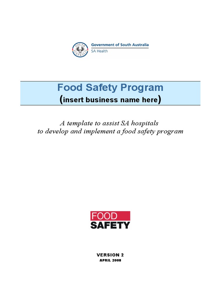 0804 Food Safety Template v2 - Hopsitals | PDF