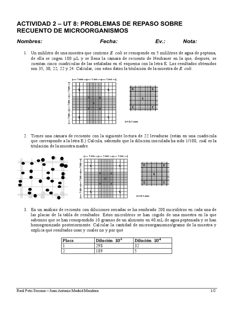 Actividad Repaso Problemas Recuento | PDF