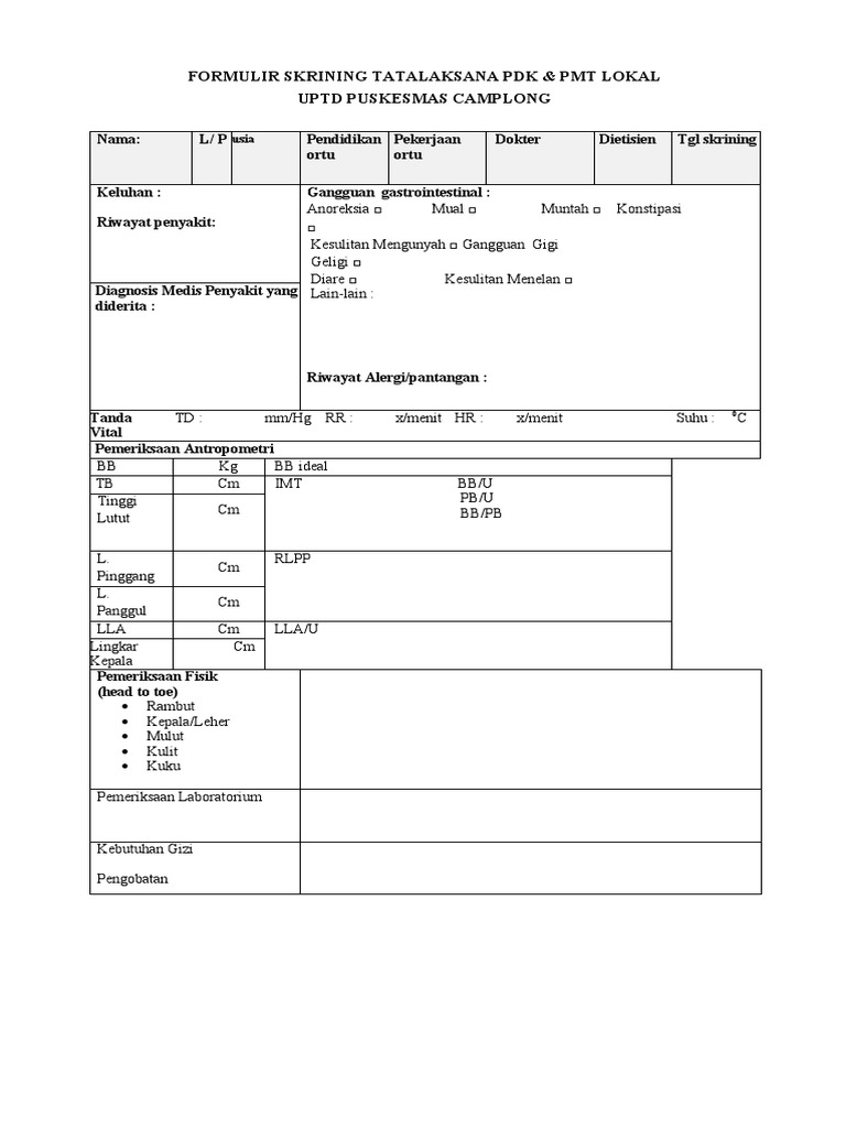 FORMULIR SKRINING TATALAKSANA PDK New-1 | PDF