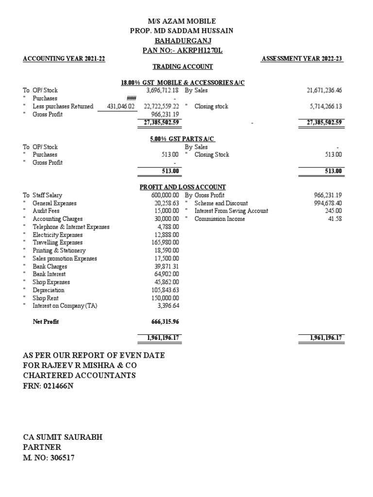 Financial Summary for Azam Mobile | PDF