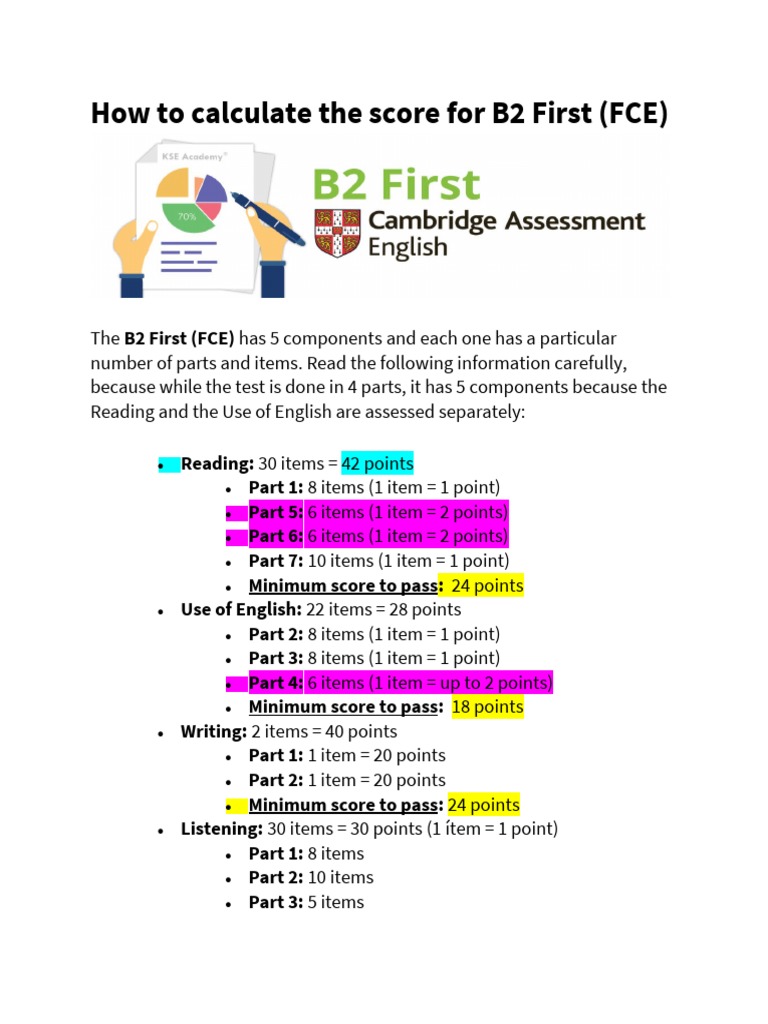 How To Calculate The Score For B2 First | PDF