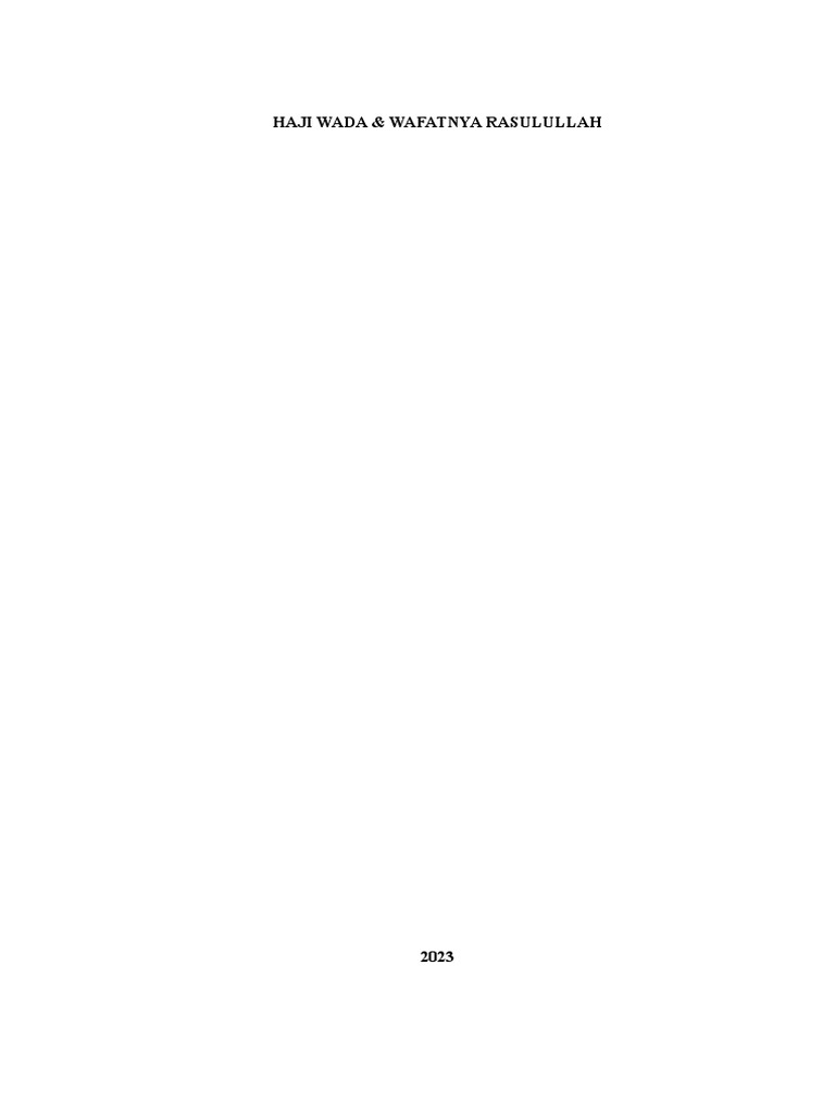 (Paper) Haji Wada & Wafatnya Rasulullah | PDF