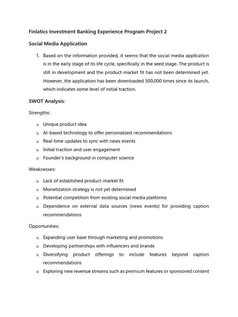 Finlatics Investment Banking Experience Program Project 2 | PDF ...