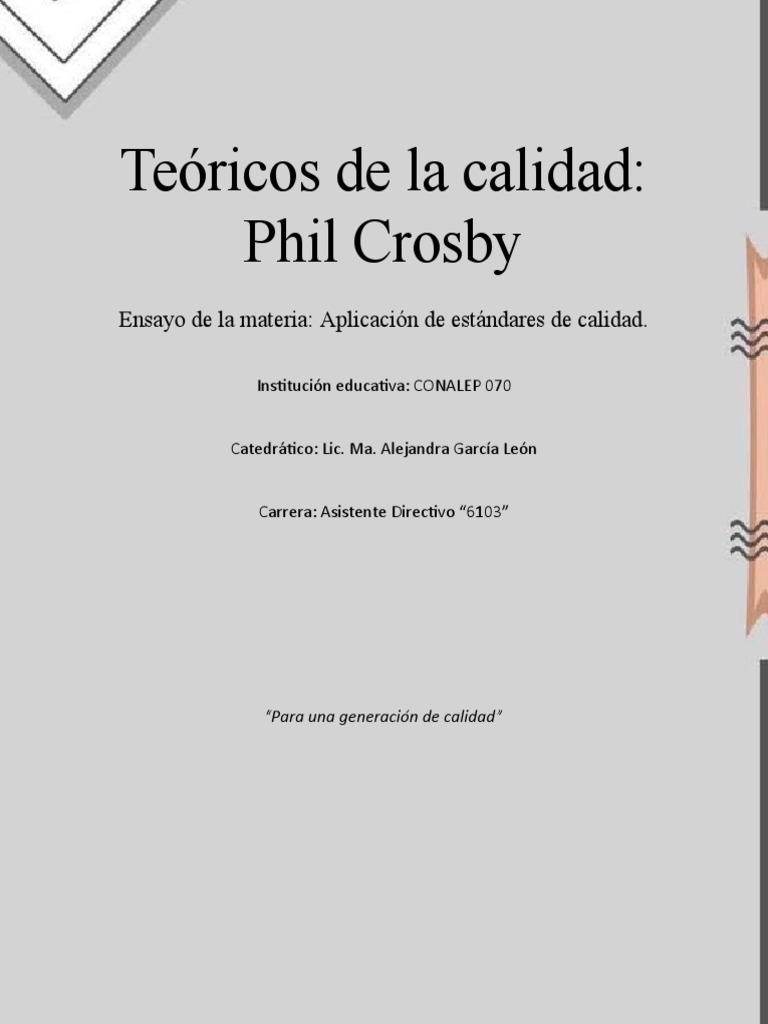Phil Crosby y Sus Aportaciones A La Calidad. | PDF