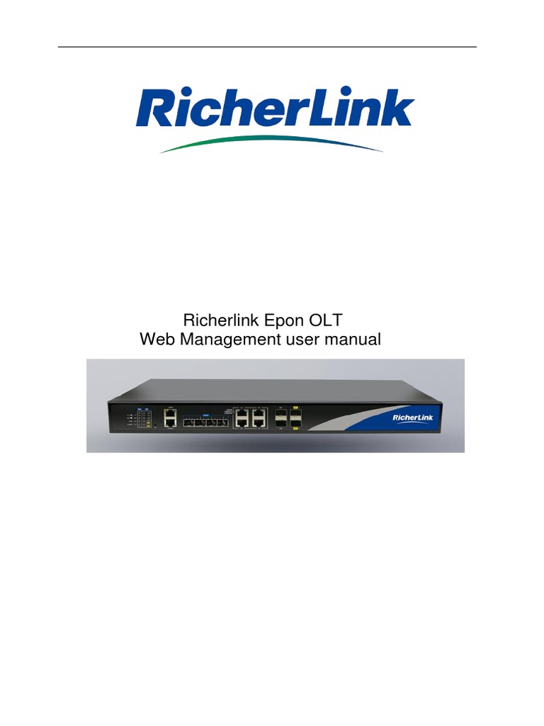 Richerlink - Epon OLT Web User Manual PDF | PDF