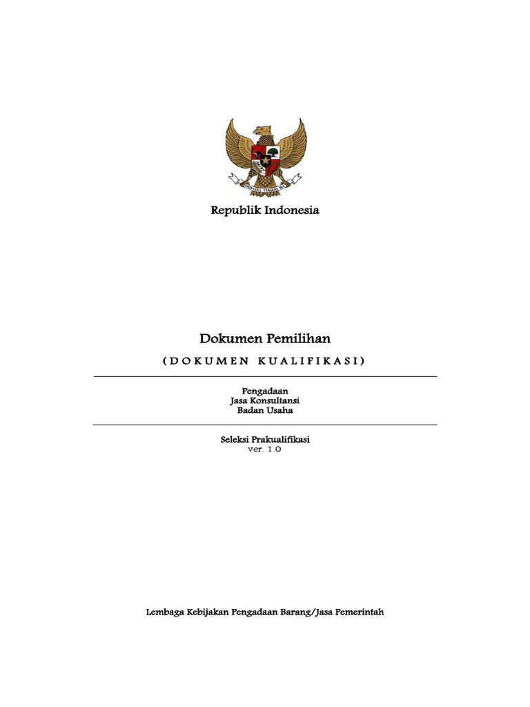 SDP Seleksi Jasa Konsultansi Badan Usaha Dokumen Kualifikasi Konsultan ...