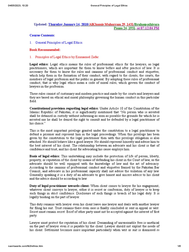Legal Ethics Principles for Lawyers | PDF | Lawyer | Lawsuit