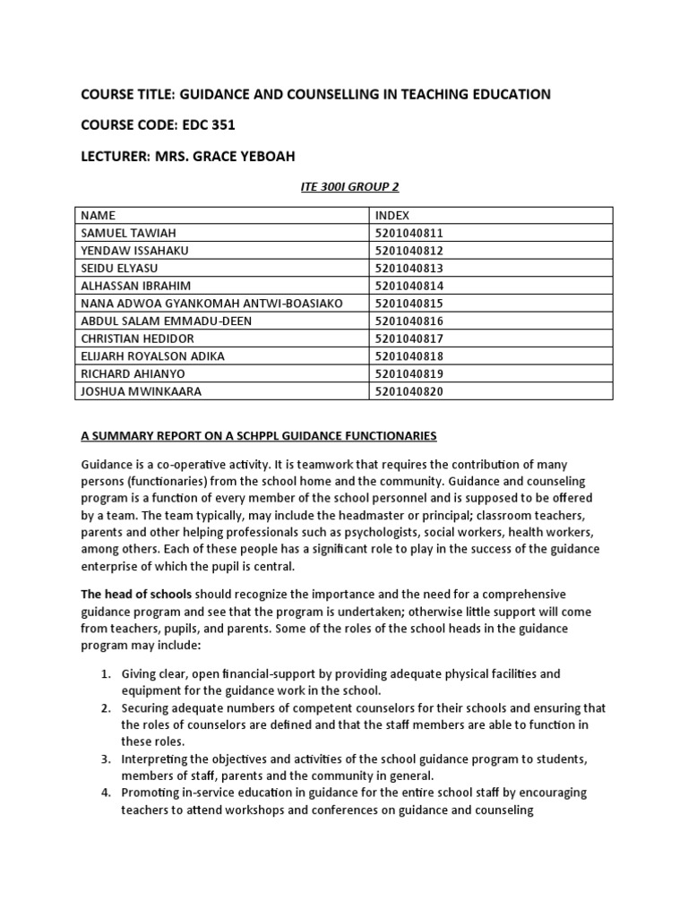 Guidance and Counseling in Education | PDF