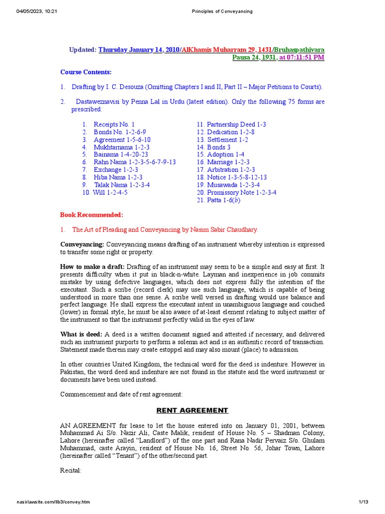 Principles of Conveyancing Overview | PDF | Mortgage Law | Deed