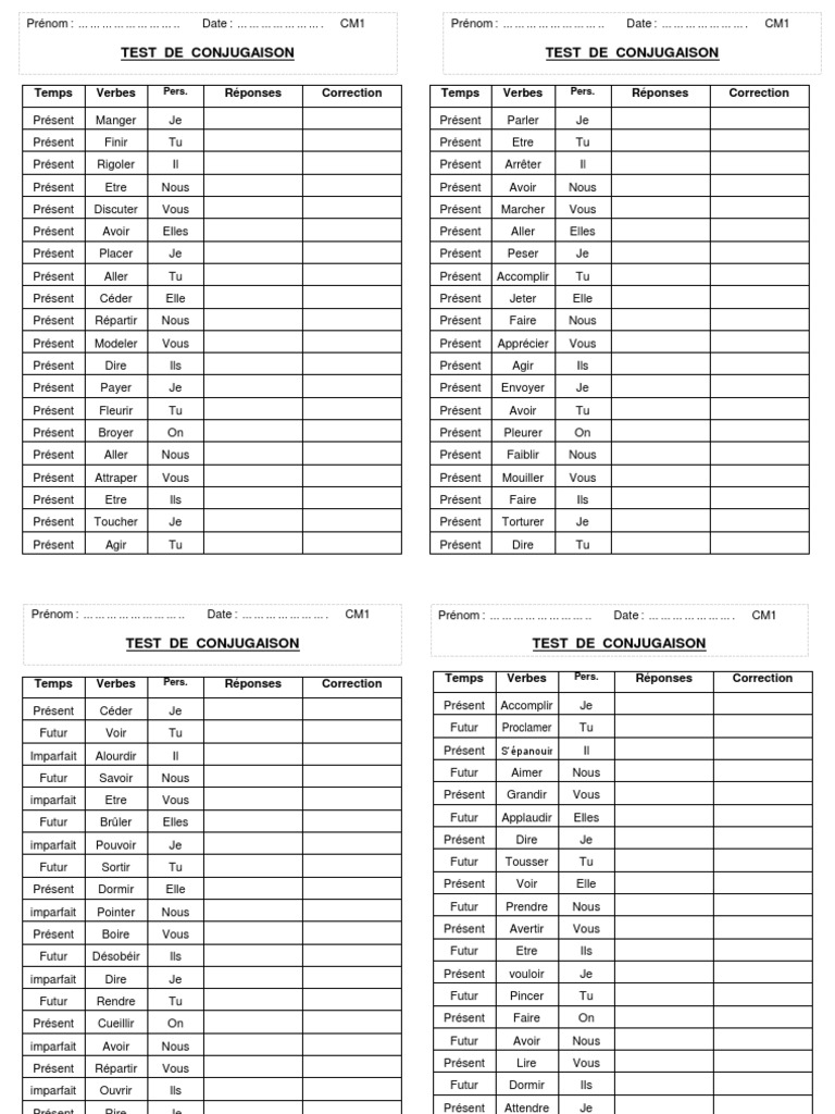 Conjugaison Test PDF | PDF