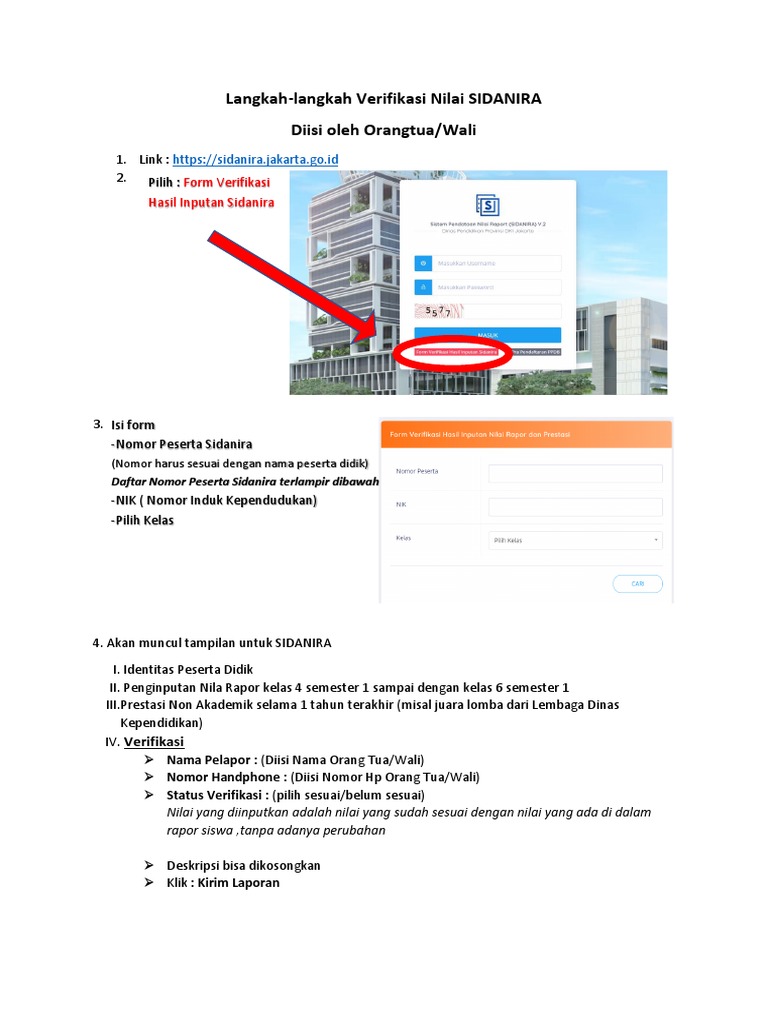 Langkah VERIFIKASI SIDANIRA ORTU | PDF