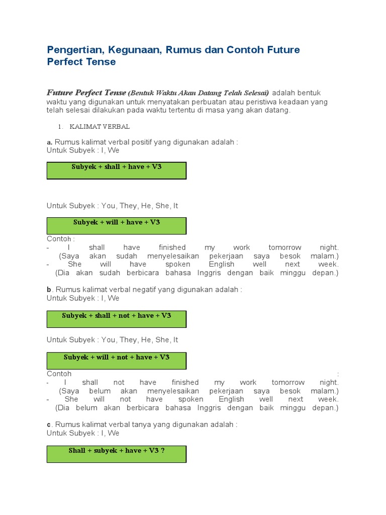 Materi Future Perfect Tense | PDF