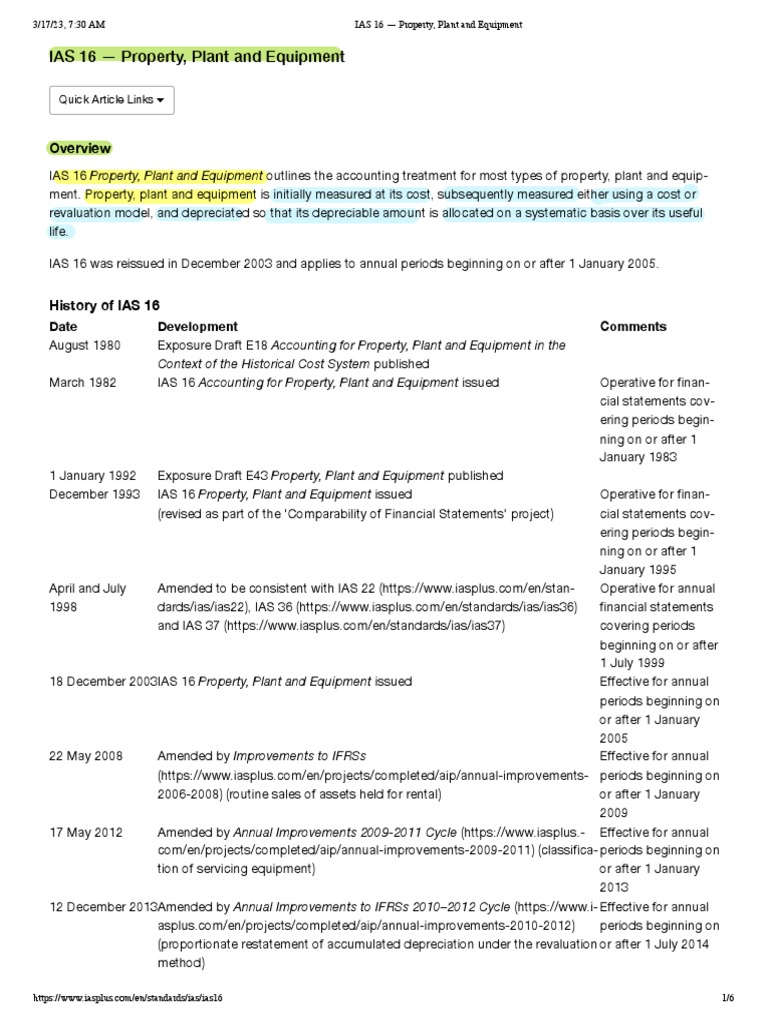 IAS 16 Property Plant and Equipment | PDF