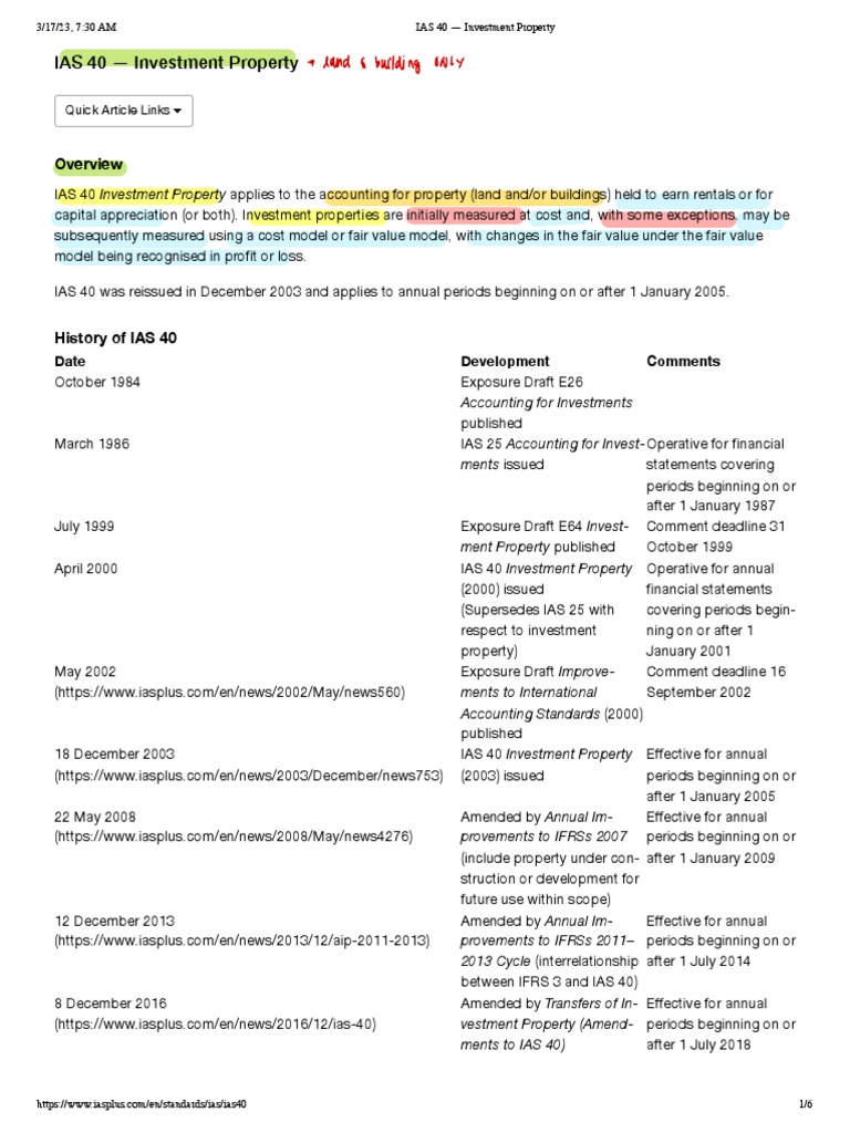 IAS 40 Investment Property | PDF