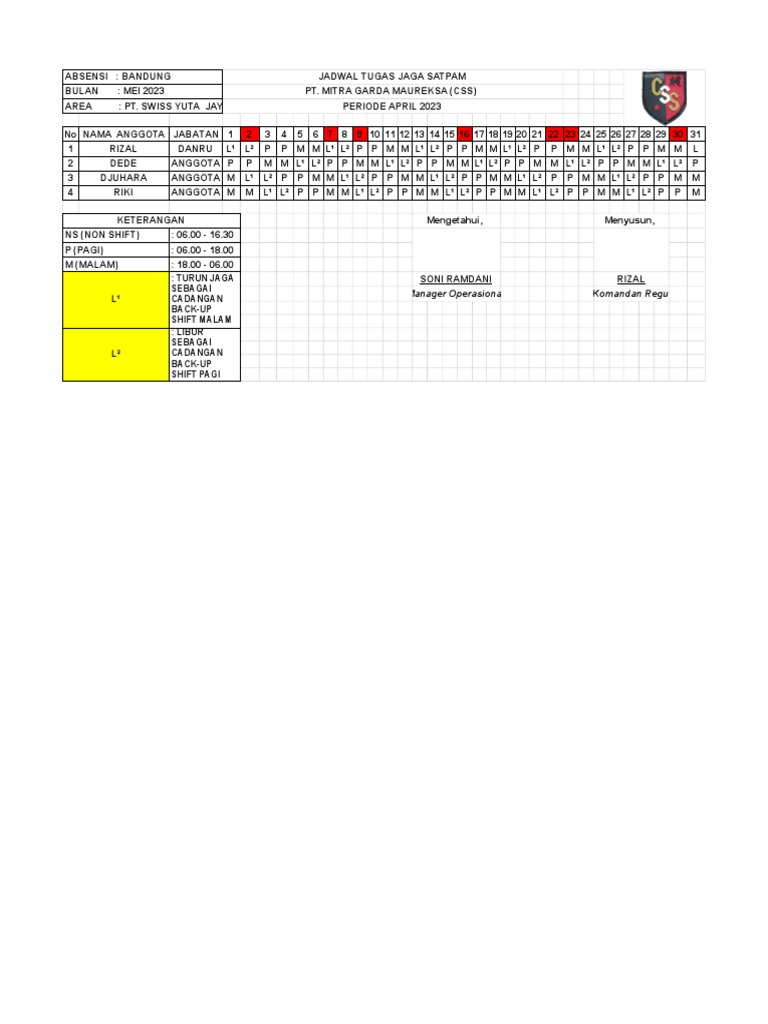 Absensi Satpam | PDF