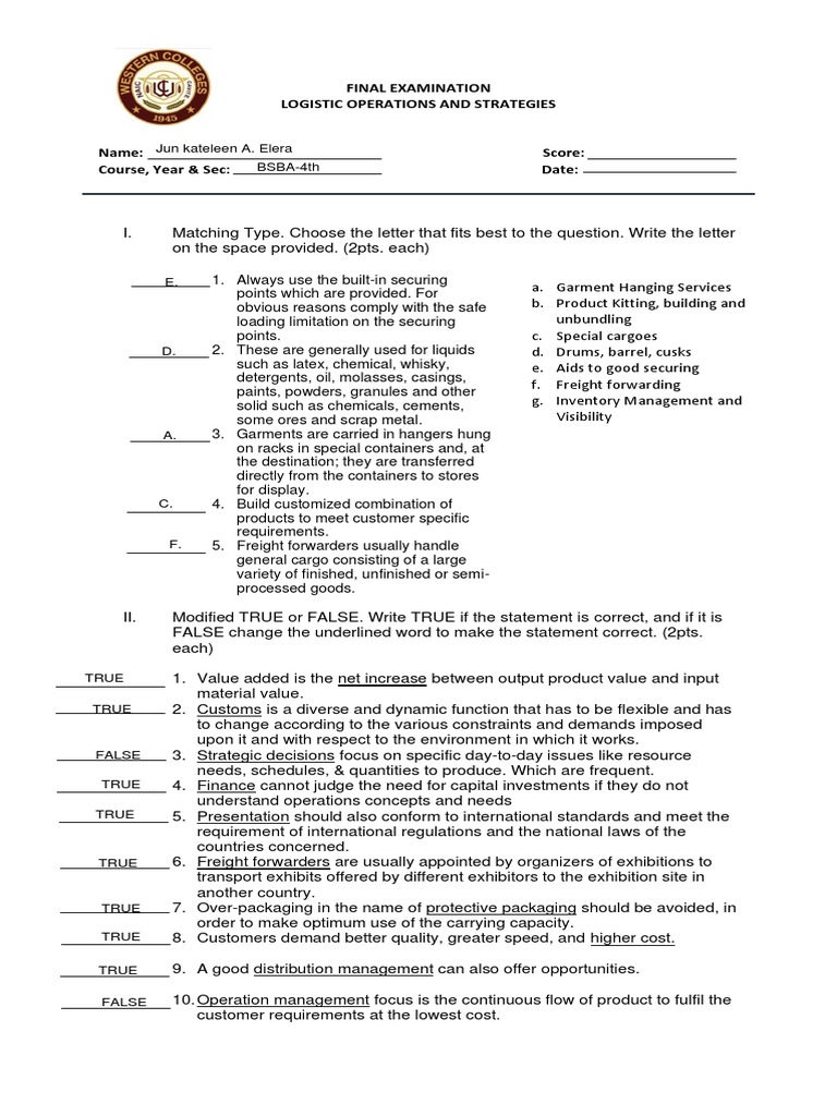 Final-Exam-Logistics | PDF