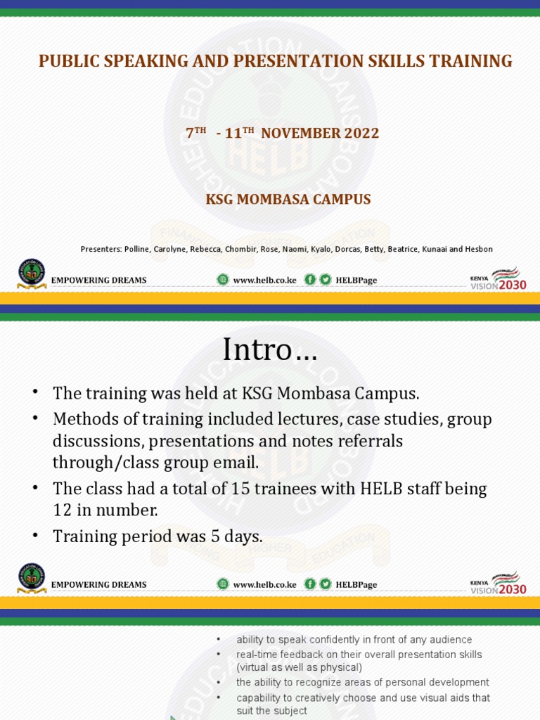 Public Speaking Skills Training Overview | PDF