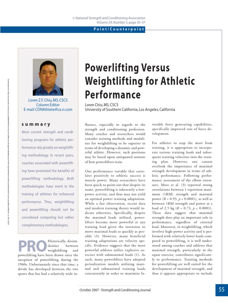 Powerlifting Versus Weightlifting For Athletic.8 PDF | PDF