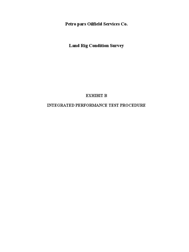 Land Rig INTEGRATED PERFORMANCE TEST PROCEDURE | PDF