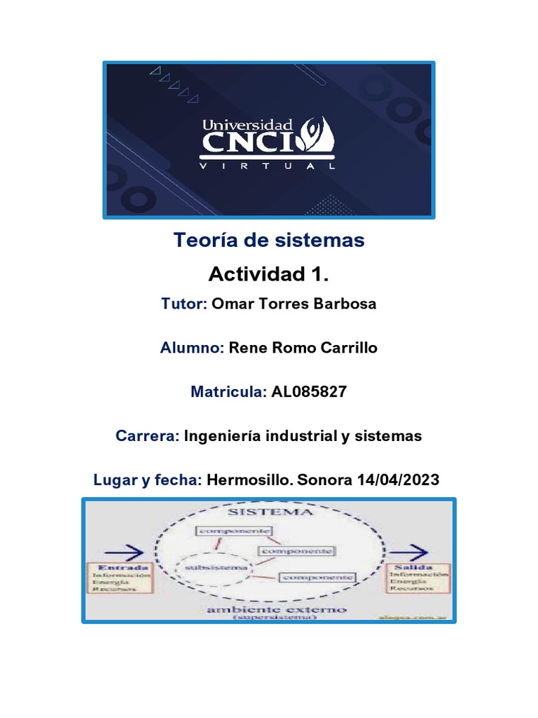 Teoria de Sistemas Act 1 PDF | PDF