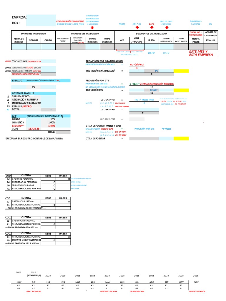 Sem 5 Contabilidad Intermedia Formato de Planilla para Imprimir 1 | PDF ...