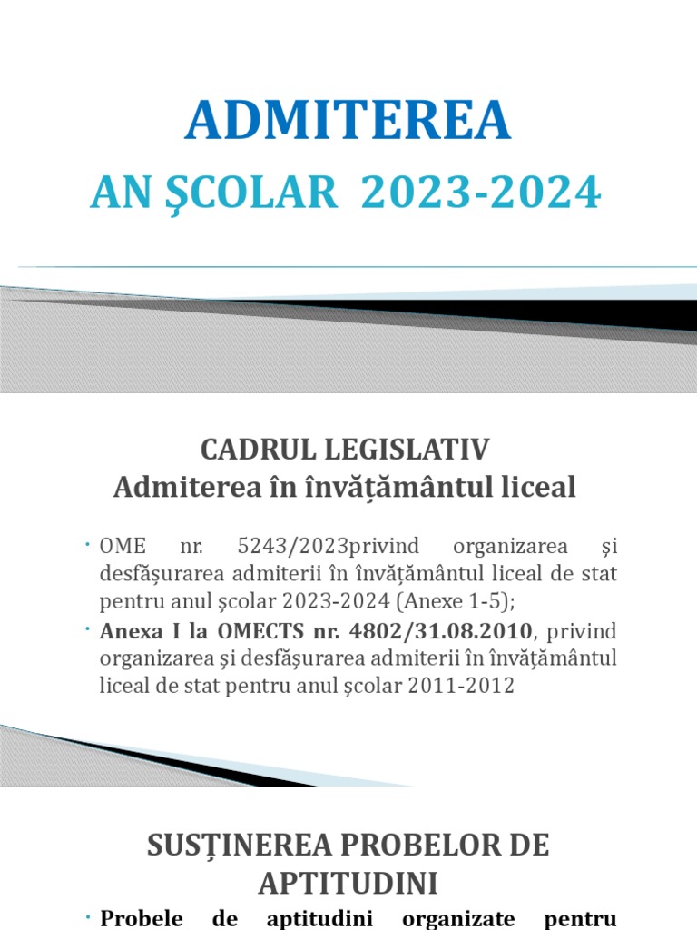 Admitere Liceu 2023-2024 | PDF