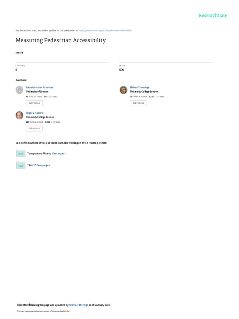Measuring Pedestrian Accessibility | PDF | Accessibility | Geographic ...