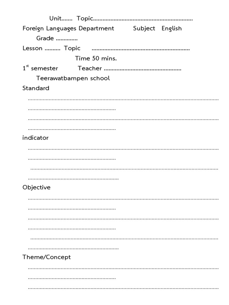 Lesson Plan Form Base On BBL | PDF