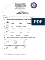 Pre-Test - Grade 1 | PDF