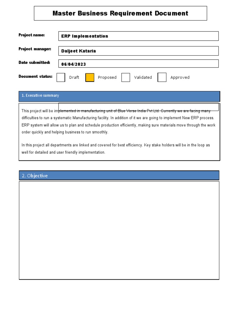 Business Requirements Document Template | PDF