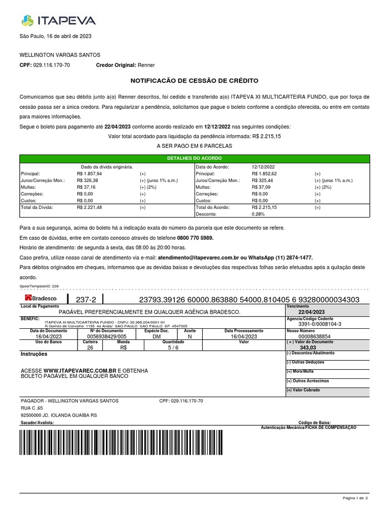 Boleto - Itapeva Parcela 5:6 PDF | PDF