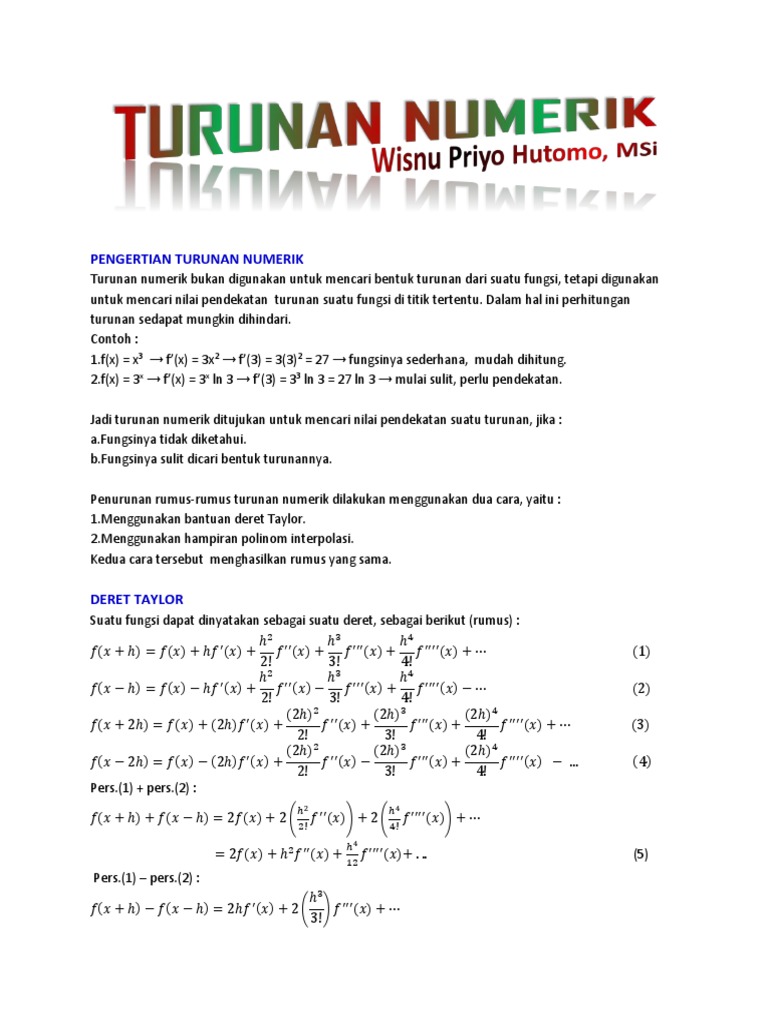 Contoh Soal Turunan Numerik | PDF