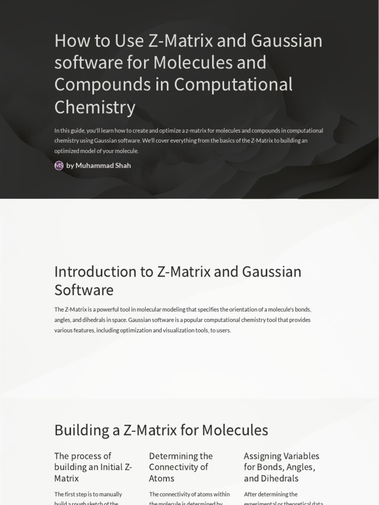 Z-Matrix & Gaussian Guide for Chemistry | PDF