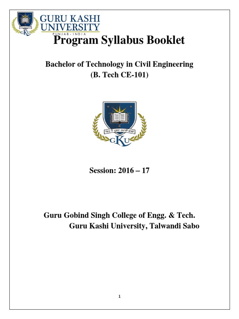 B.Tech Civil Engineering Syllabus 2016-17 | PDF