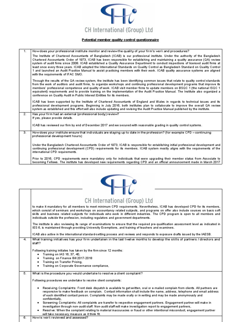 Potential Member Quality Control Review | PDF | Audit | Quality Assurance
