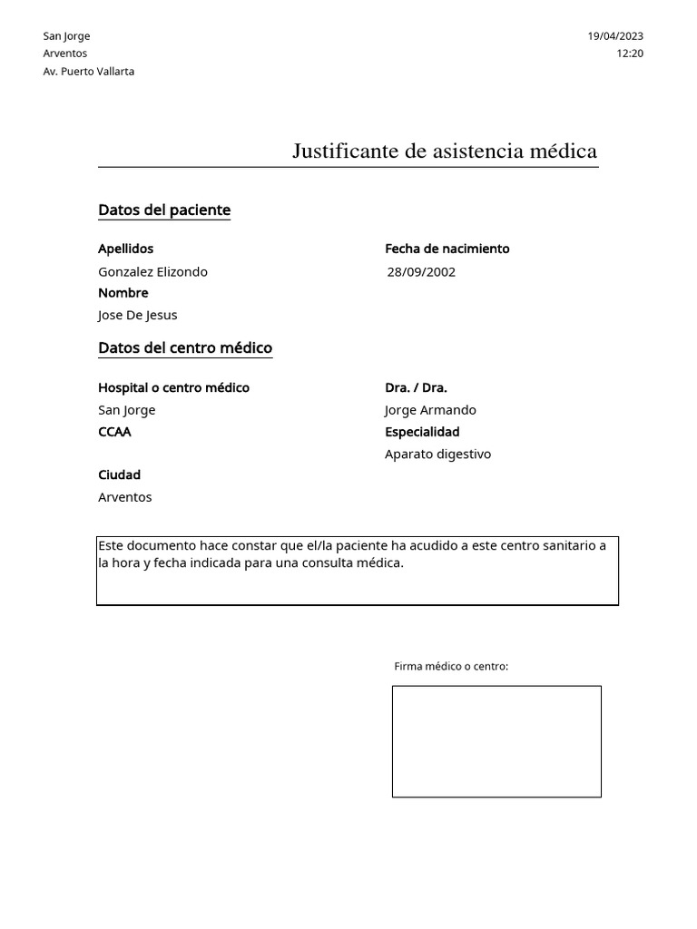 Justificante Medico PDF | PDF