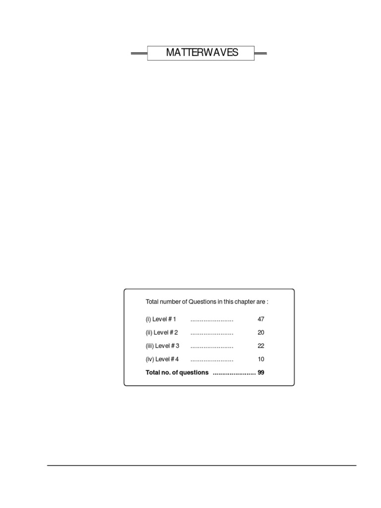 Matter-Wave Exercise 1 - 4 Module-6 | PDF