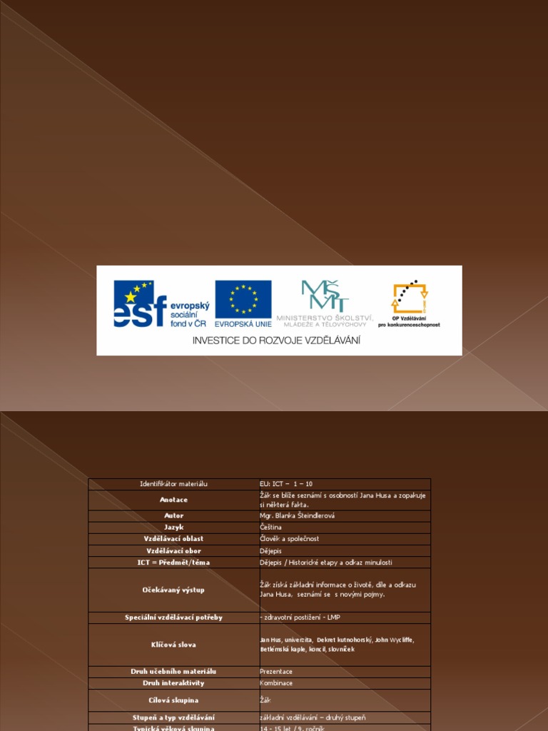 Jan Hus Prezentace PDF | PDF