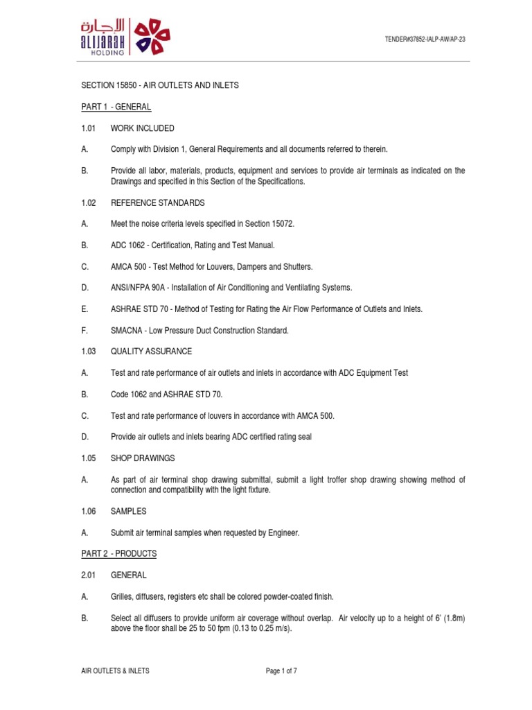 HVAC Air Outlets & Inlets Guide | PDF | Duct (Flow) | Mechanical ...