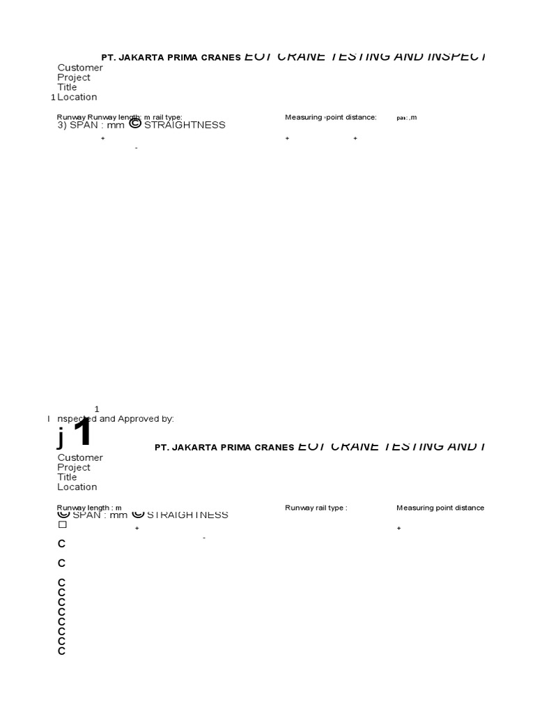Form - Inspection - Span - Strightness - Elevasi Rail | PDF