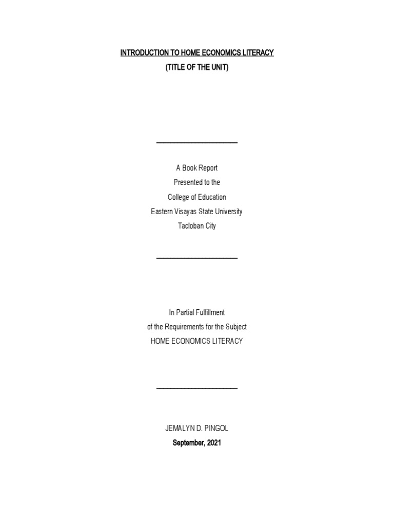 INTRODUCTION TO HOME ECONOMICS LITERACY Autosaved | PDF | Home ...