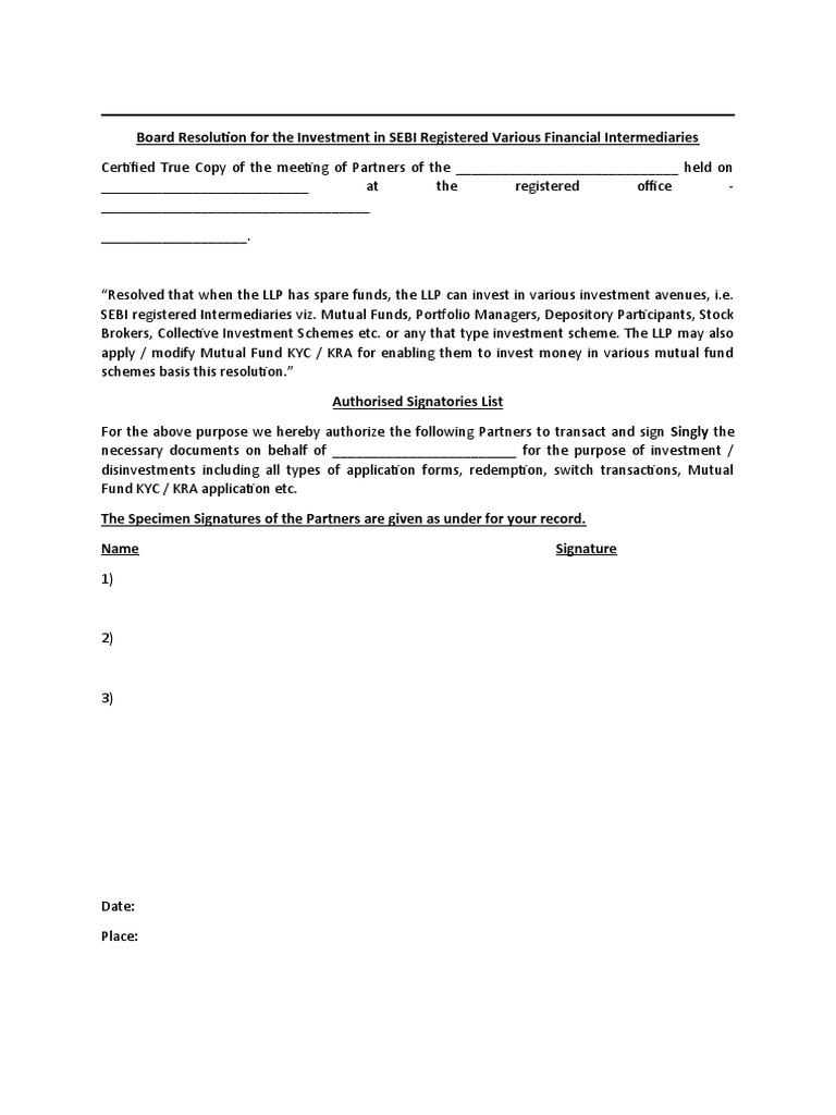 Board Resolution & Authorised Signatories | PDF