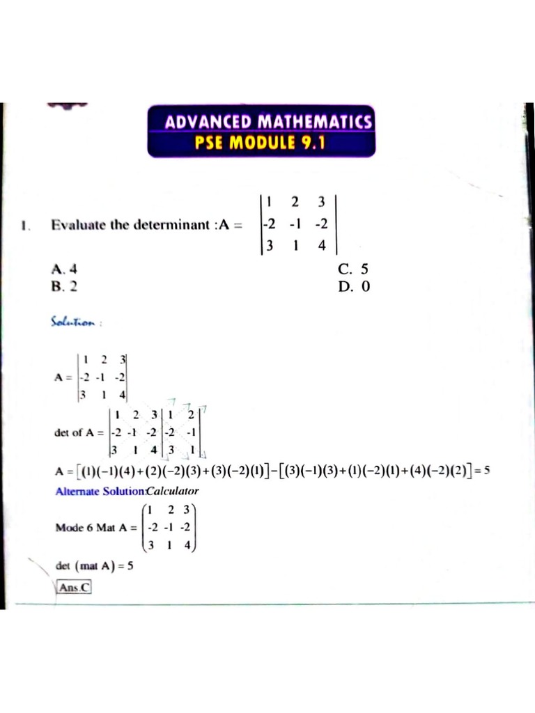 Advanced Mathematics (Answer Key) PDF | PDF